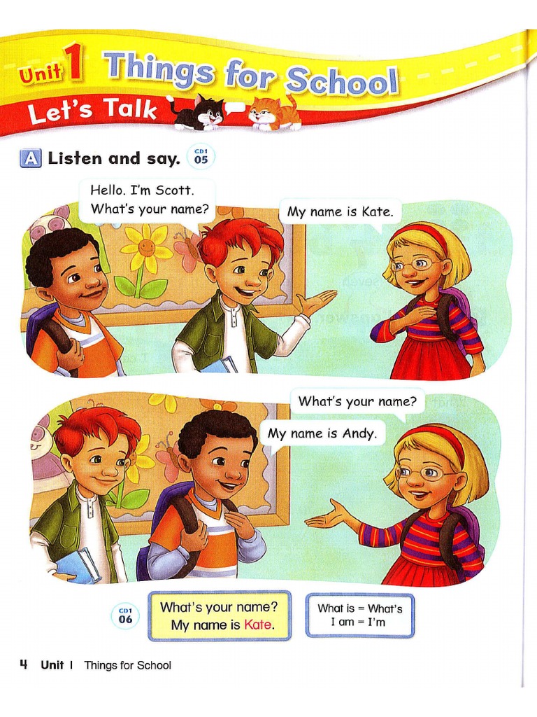 Lesson 1 Unit1 Things For School Let's Talk | PDF