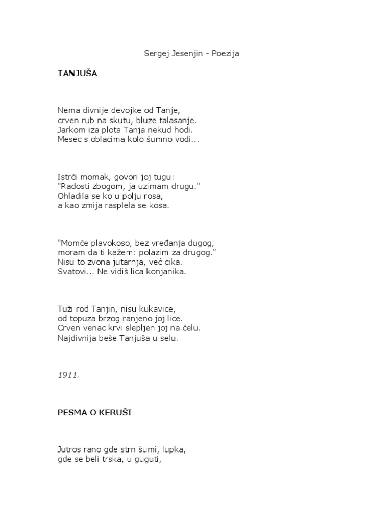 Sergej Jesenjin - Poezija | PDF