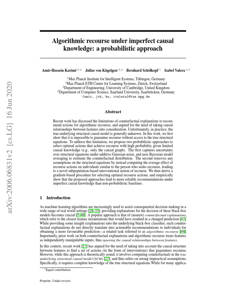 Algorithmic Recourse Under Imperfect Causal Knowledge: A Probabilistic ...