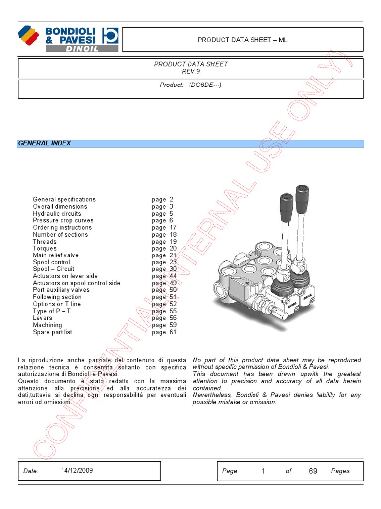 Bondioli & Pavesi Hydraulic Data Sheet | PDF | Viscosity | Flow Measurement