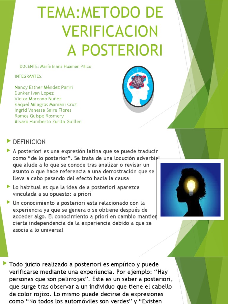 Método de Verificación a Posteriori | PDF | A priori y a posteriori ...