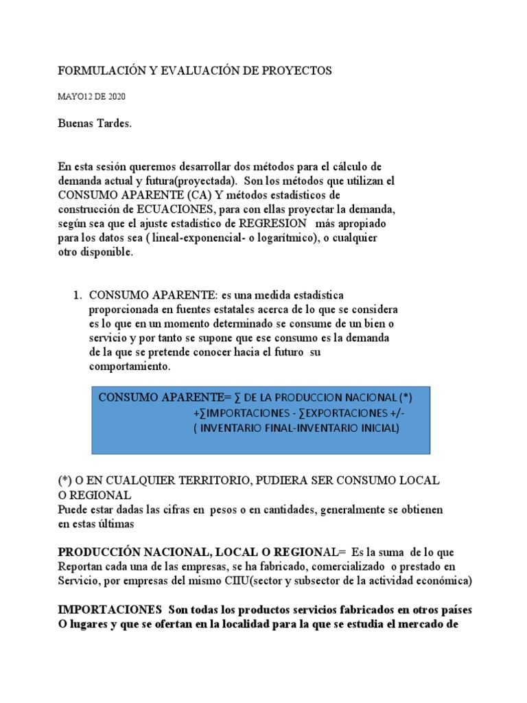 Consumo Aparente y Demanda Proyectada | PDF | Sector terciario de la ...