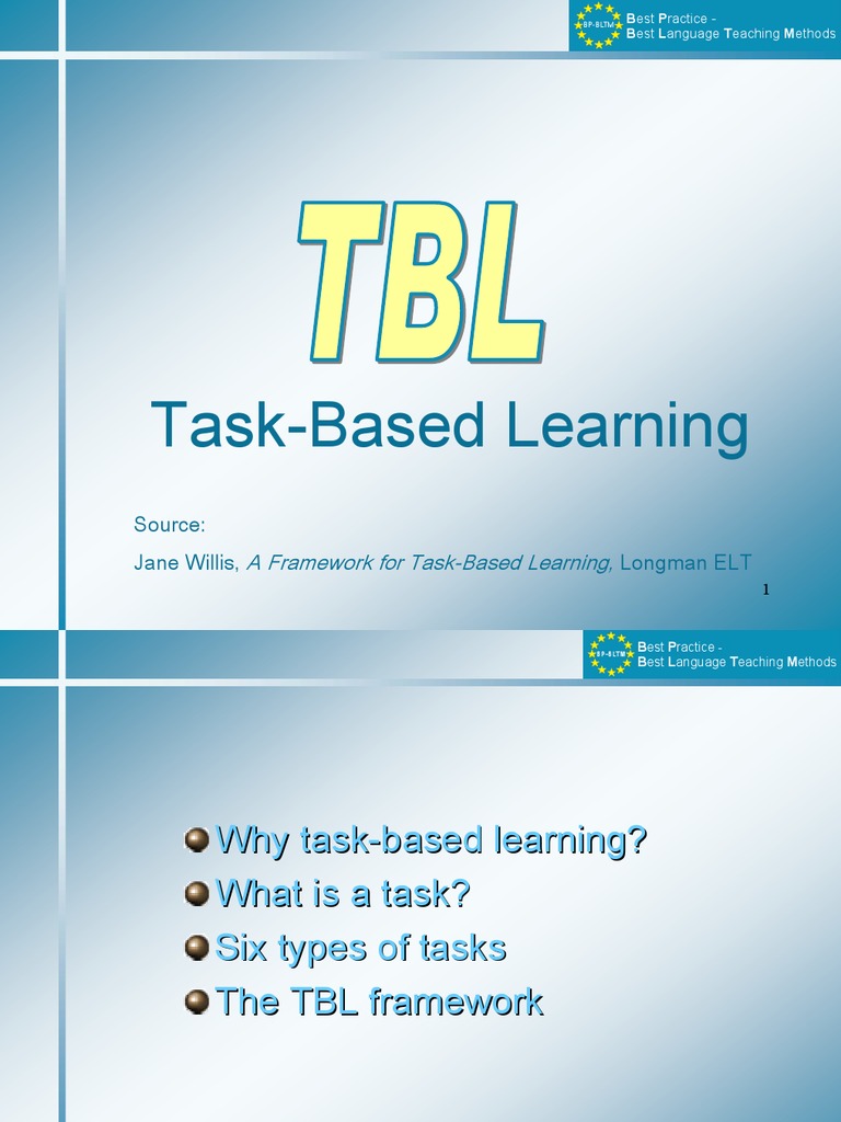 Task-Based Learning: Source: Jane Willis, Longman ELT | PDF | Teaching Method | Language Education