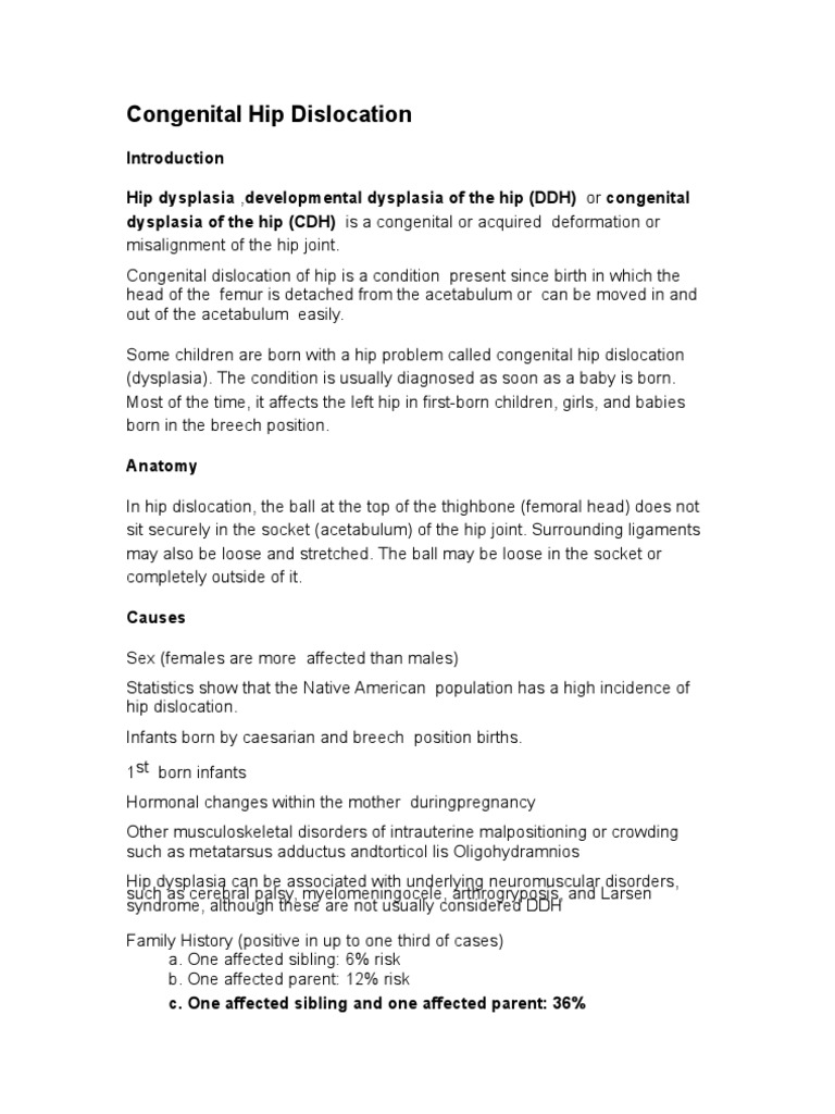 Congenital Hip Dislocation | PDF | Hip | Musculoskeletal System