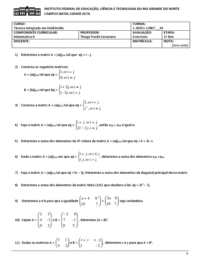 Matrizes e Determinantes PDF | PDF | Determinante | Teoria da Matrix