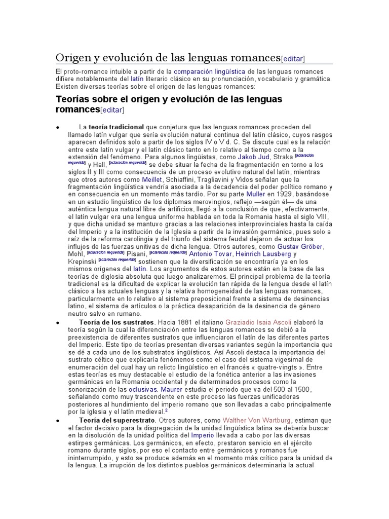 Origen y Evolución de Las Lenguas Romances | PDF | latín | Lingüística