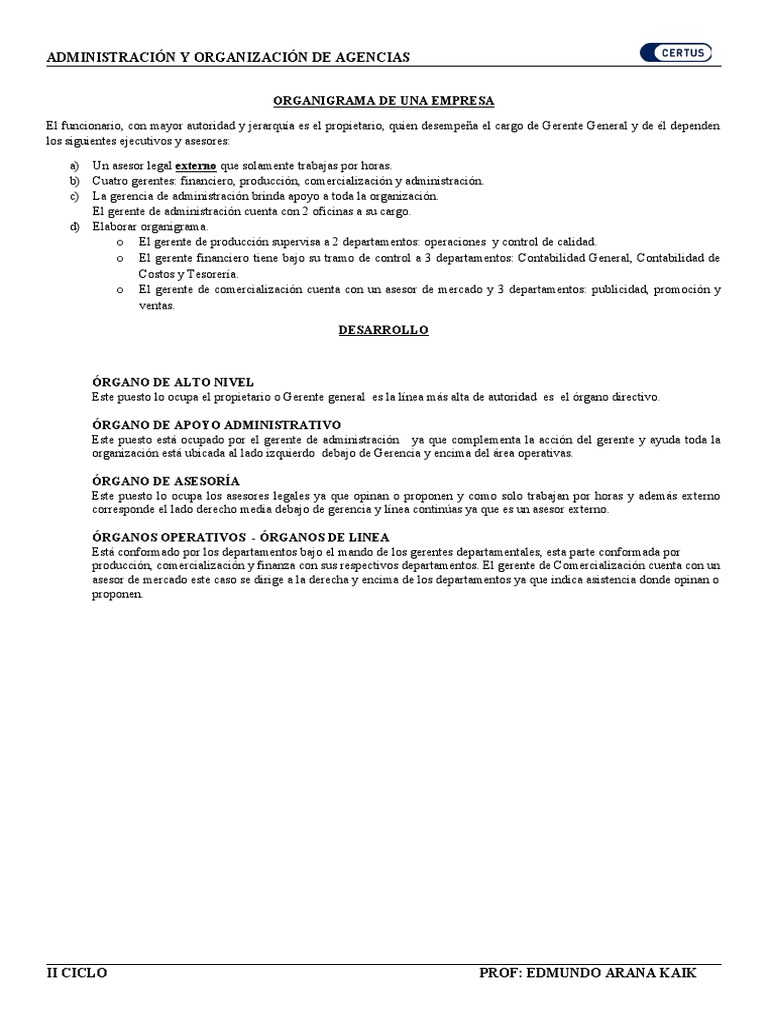Organigrama de Una Empresa-Herless Bravo | PDF | Contabilidad | Economias