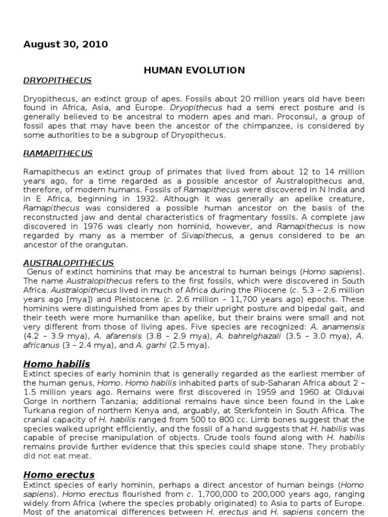 Human Evolution | PDF | Homo | Human Evolution