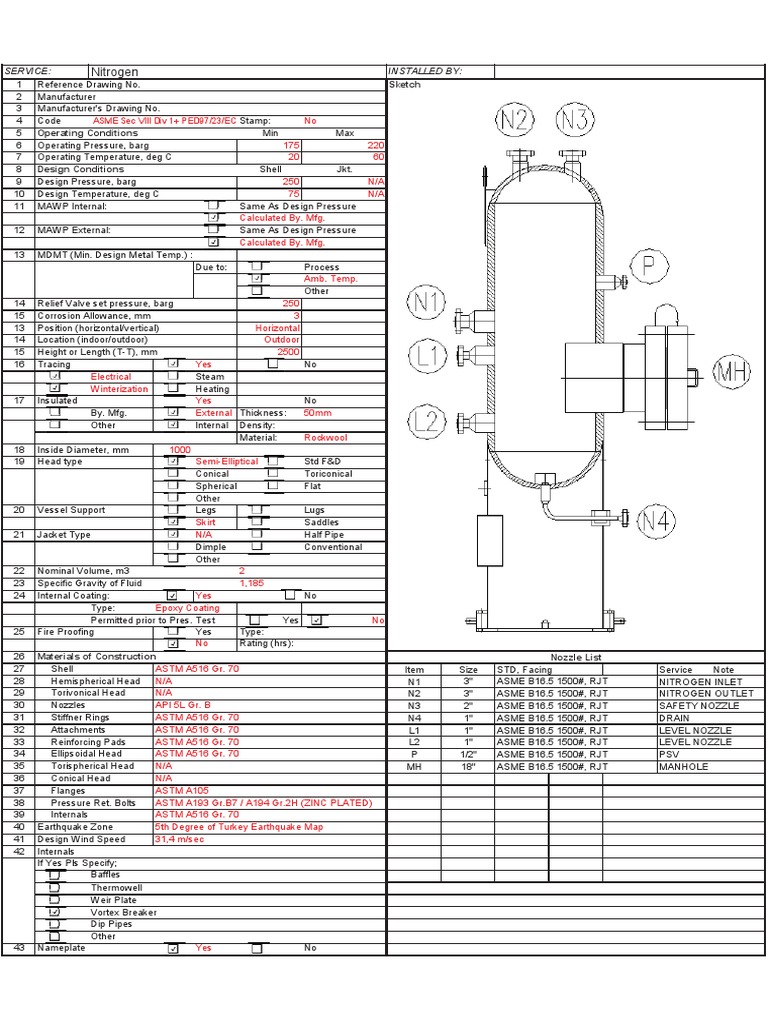 L-CV-155-VA-24XX01 Nitrogen: ASME Sec VIII Div 1+ PED97/23/EC | PDF ...