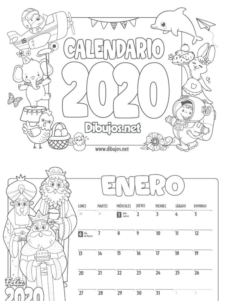 Calendario Infantil 2025 para Colorear | PDF | Fiesta religiosa o ...