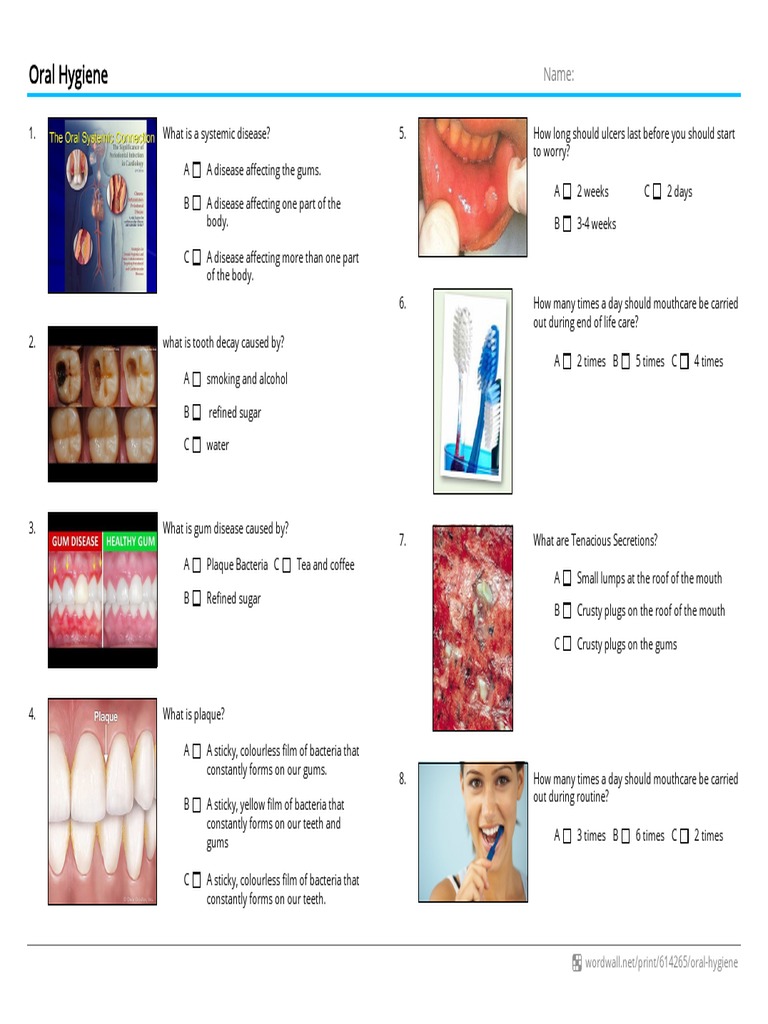 Oral Hygiene Quiz | Download Free PDF | Oral Hygiene | Dentistry