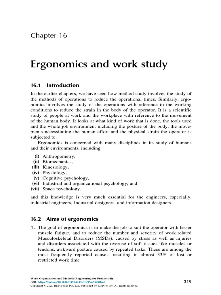 Ergonomics and Work Study | PDF | Human Factors And Ergonomics ...