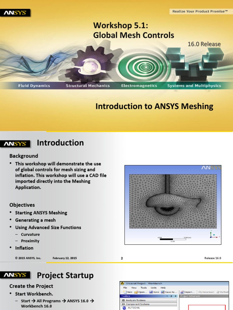 Workshop 5.1: Global Mesh Controls: Introduction To ANSYS Meshing | PDF ...
