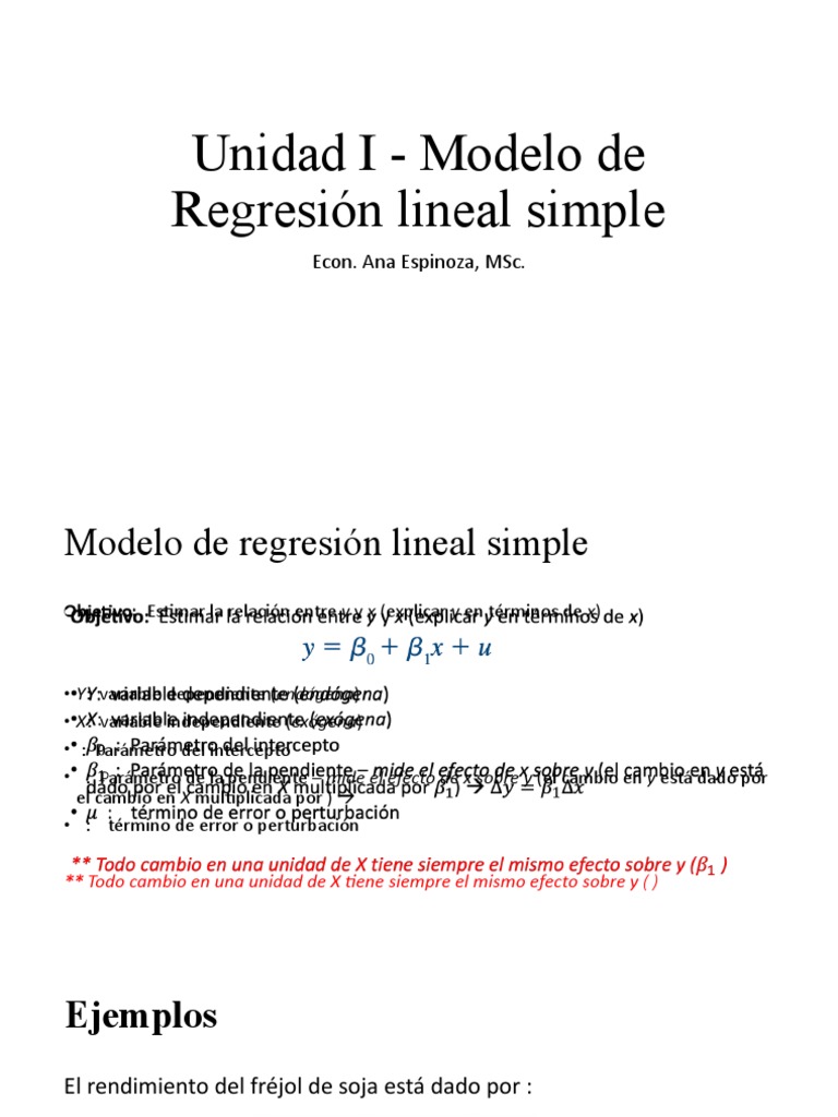 Modelo de Regresion Lineal Simple | PDF | Mínimos cuadrados ordinarios | Muestreo (Estadísticas)