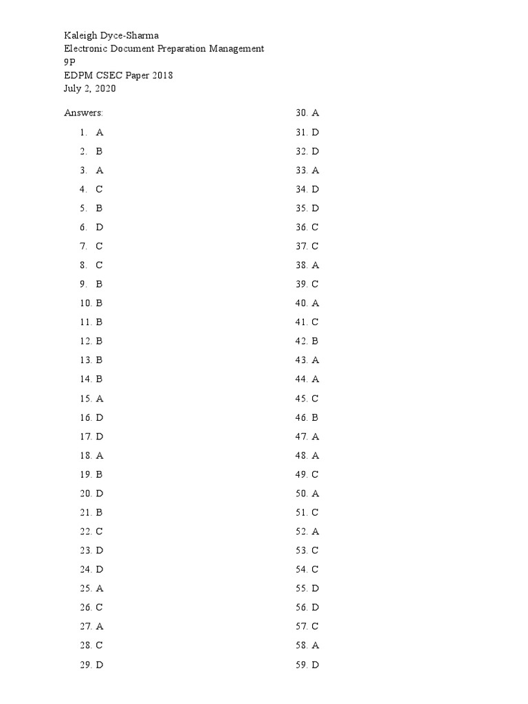 EDPM CSEC Paper 2018 | PDF