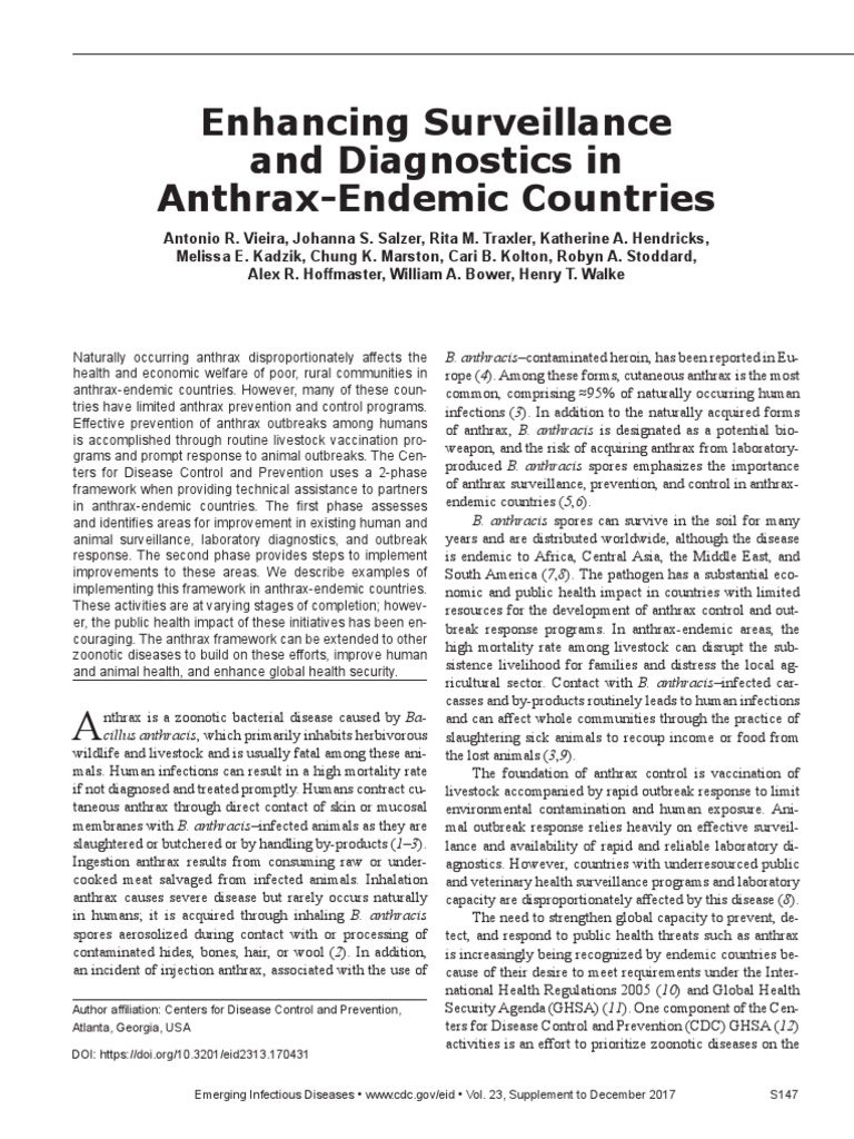Enhancing Surveillance and Diagnostics in Anthrax-Endemic Countries ...