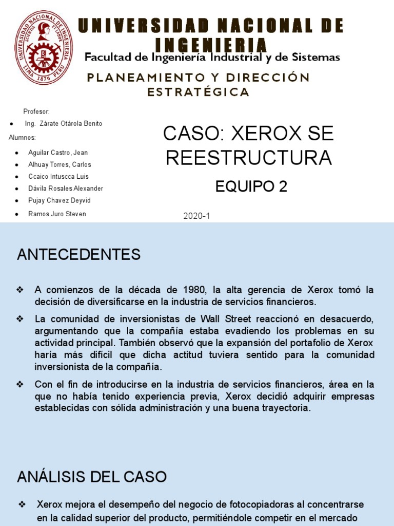 Caso - Xerox - Grupo 2 PDF | PDF | Benchmarking | Calidad (comercial)