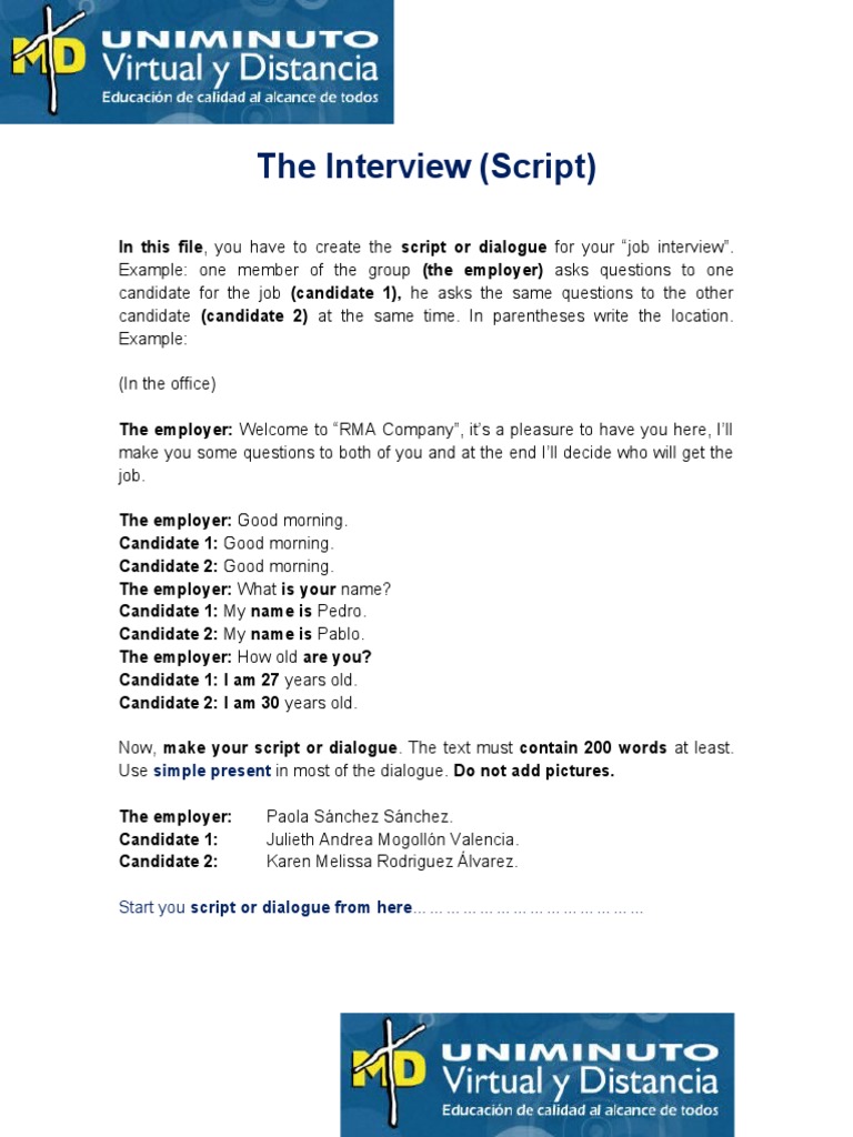 The Interview (Script) : Simple Present | PDF