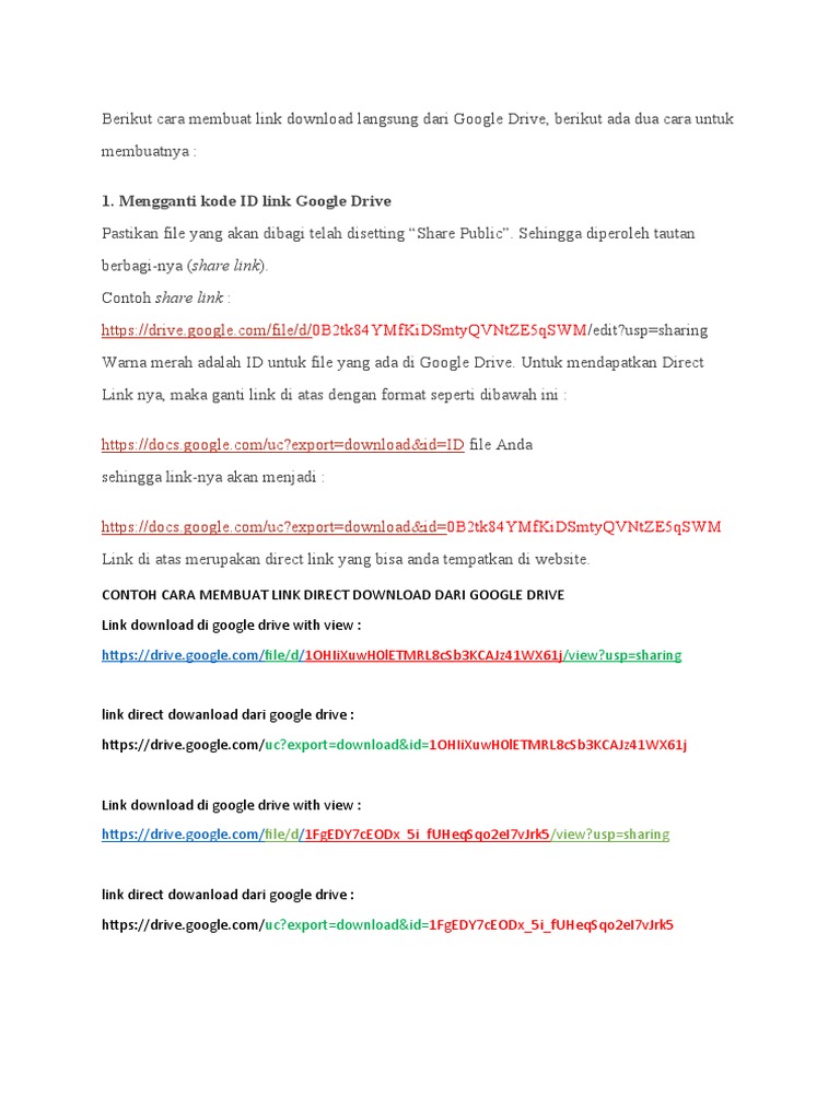 Berikut Cara Membuat Link Download Langsung Dari Google Drive | PDF