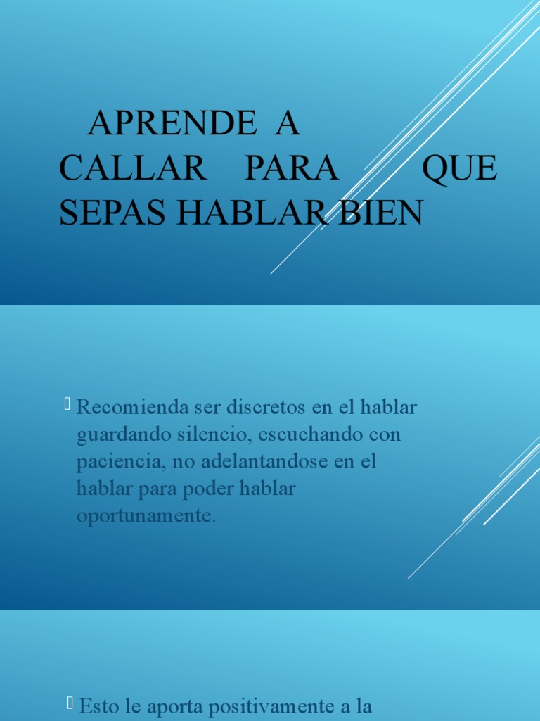 Aprende A Callar | PDF