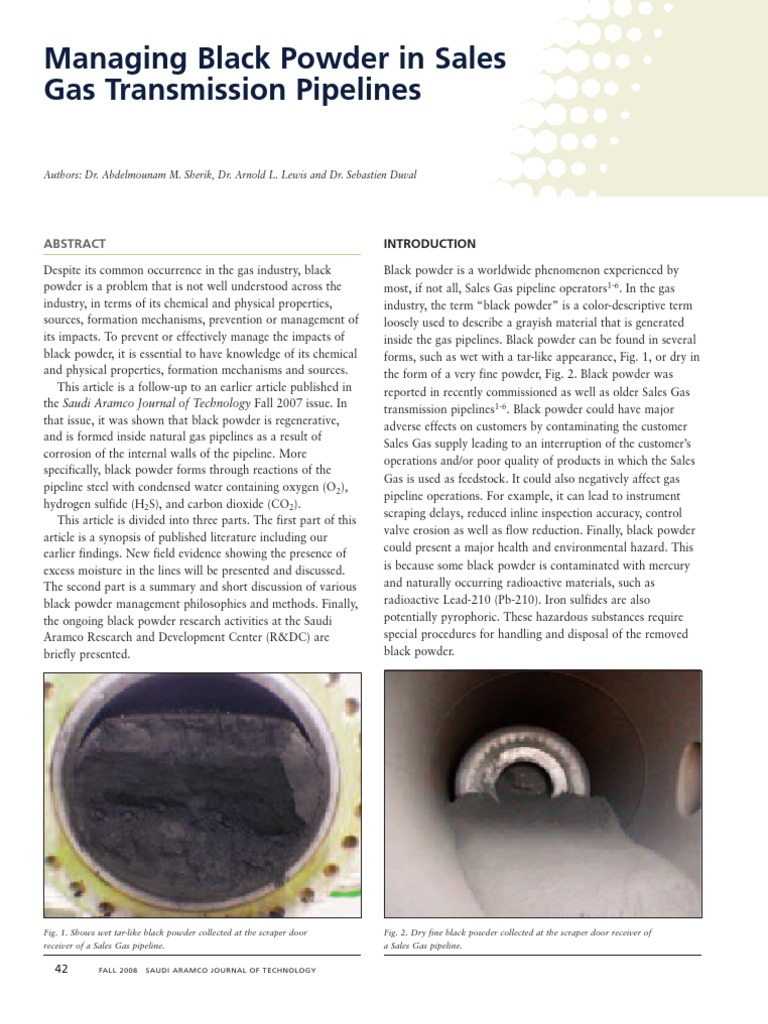 Managing Black Powder in Sales Gas Transmission Pipelines | PDF | Iron ...