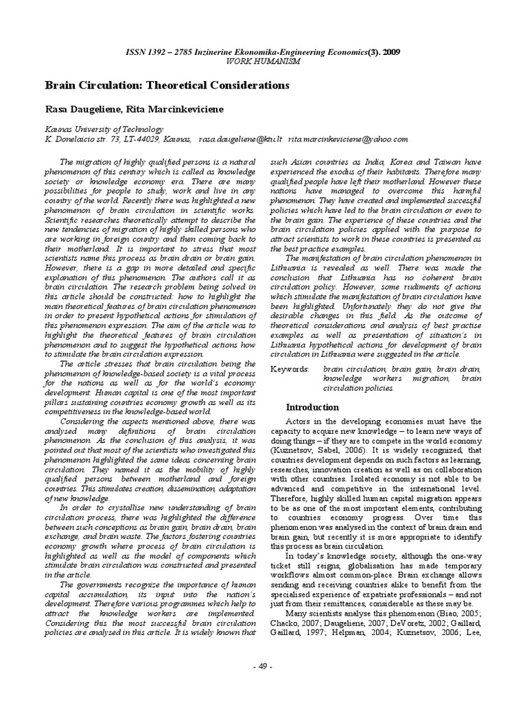 Understanding Brain Circulation Phenomenon | PDF | Human Capital Flight ...
