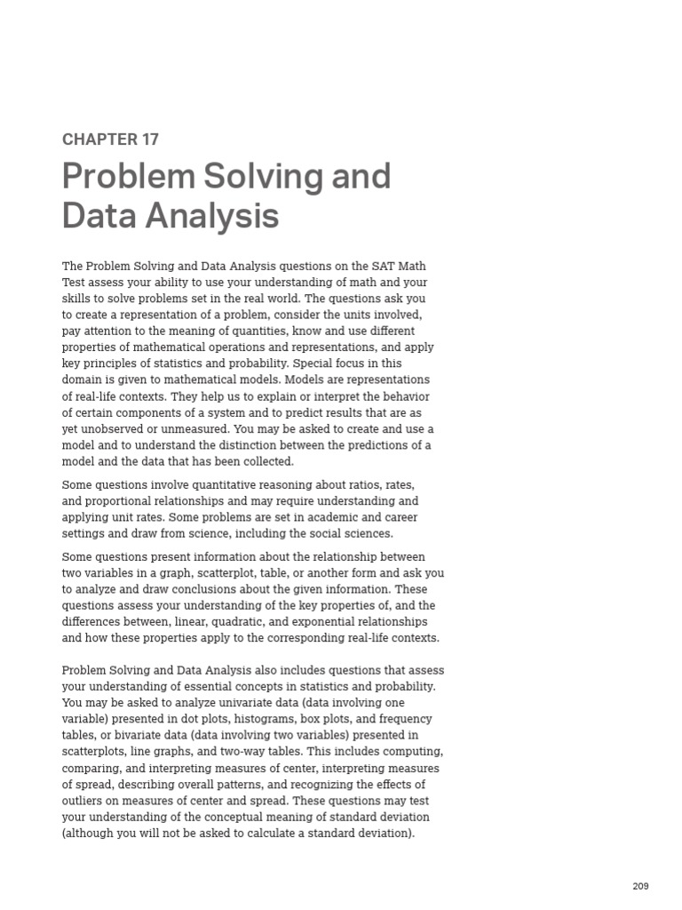 PDF - Official Sat Study Guide Problem Solving Data Analysis PDF | PDF ...