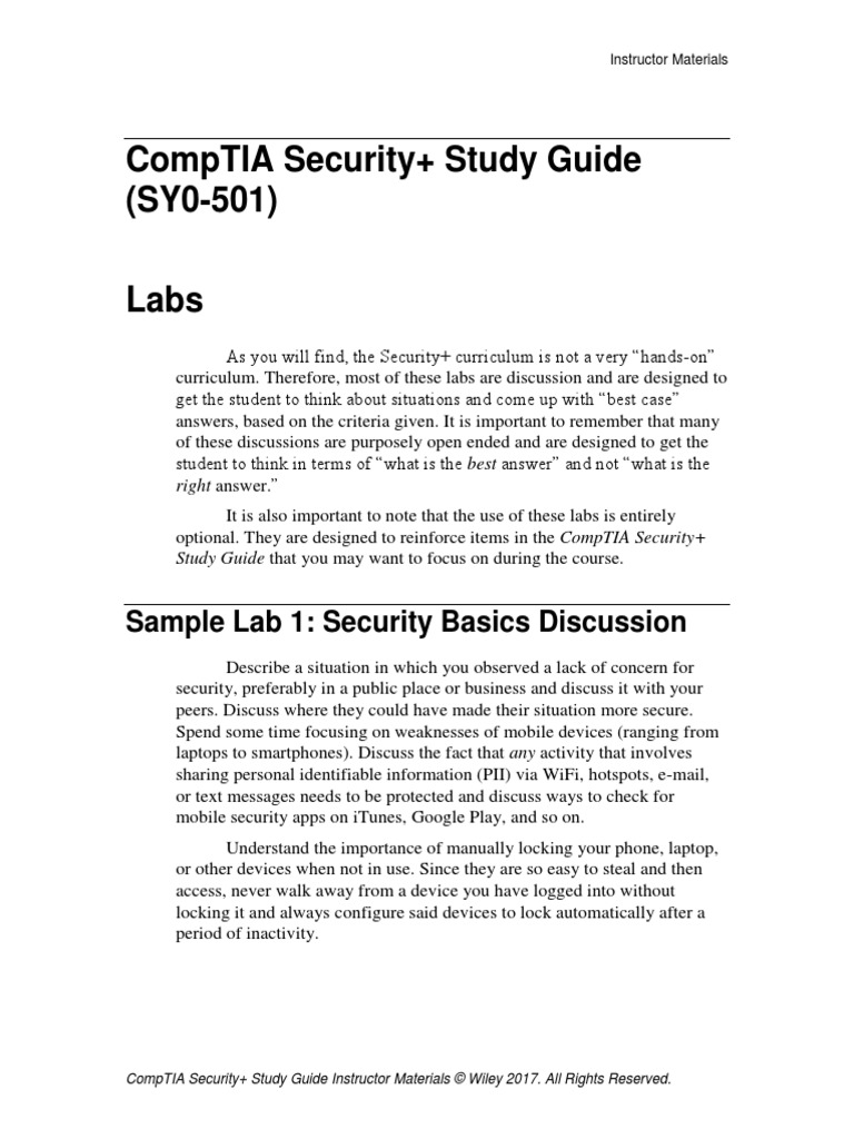 Comptia Security+ Study Guide (Sy0-501) : Sample Lab 1: Security Basics ...