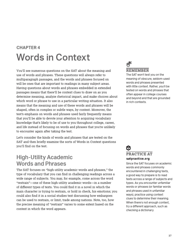 PDF - Official Sat Study Guide Words Context | PDF | Question | Sat PDF - Official Sat Study Guide Words Context | PDF | Question | Sat