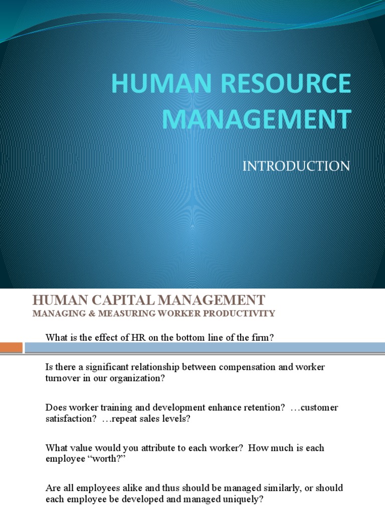 HRM Lecture 1 | PDF | Human Resources | Economics