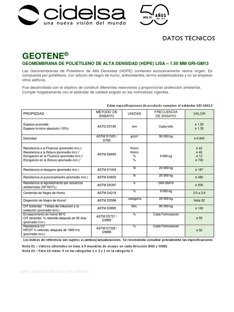 Nortene - Hdpe Lisa 1500 Cidelsa - Gri GM13 R01 | PDF | Materiales ...