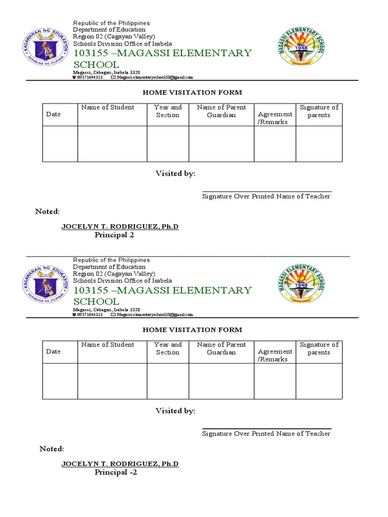 Home Visitation Form | PDF | Learning | Behavior Modification