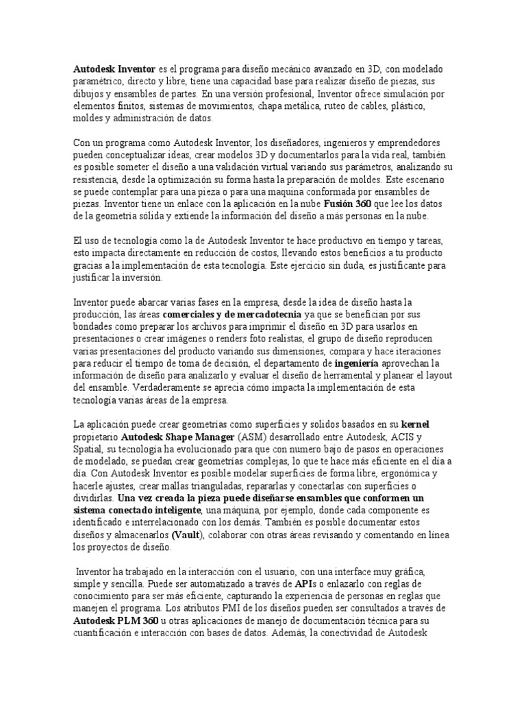 Autodesk Inventor Es El Programa para Diseño Mecánico Avanzado en 3D ...