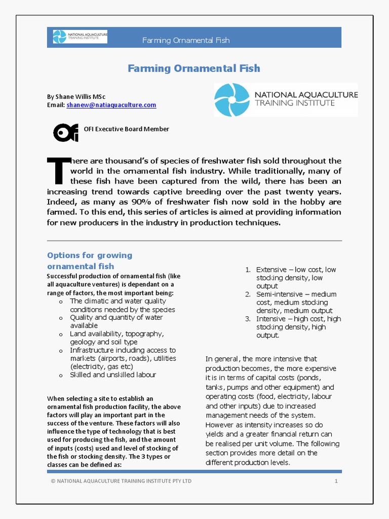 Ornamental Fish Culture Practices | PDF | Spawn (Biology) | Fishkeeping