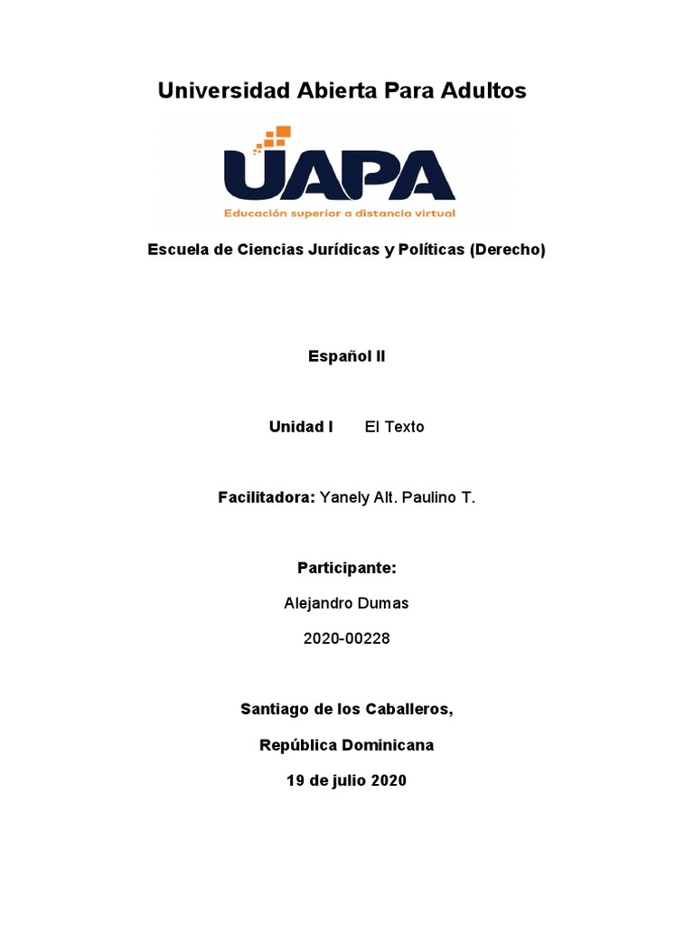 Hoja de Presentación UAPA 2020 | PDF