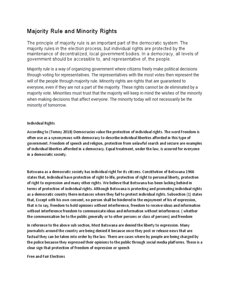Majority Rule and Minority Rights | PDF | Elections | Democracy