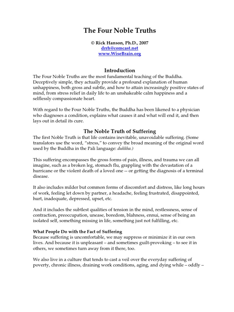 4 Noble Truths | PDF | Noble Eightfold Path | Buddhist Philosophy