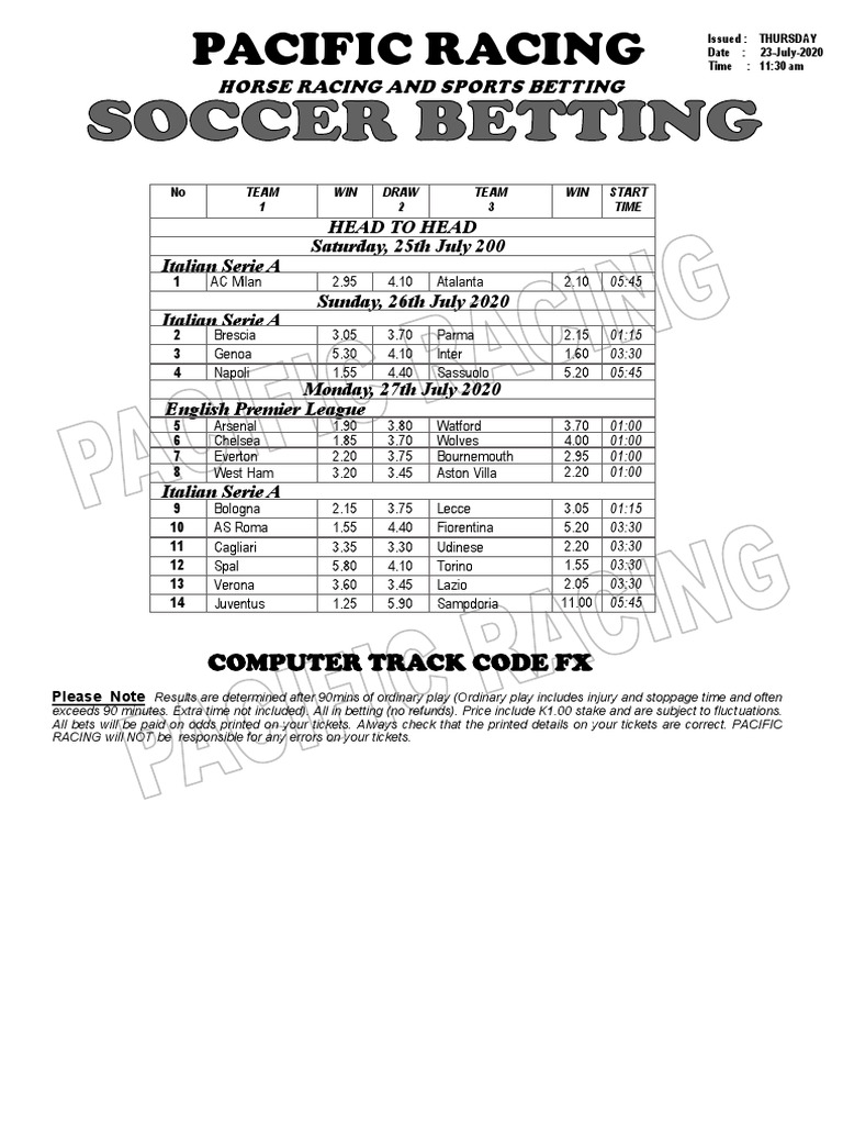 Computer Track Code FX: Horse Racing and Sports Betting | PDF | Premier ...