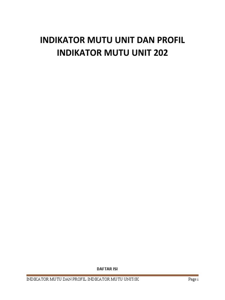 Indikator Mutu Unit Dan Profil Indikator Mutu Unit 2020 RS | PDF