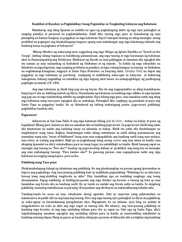 Kaakibat at Kasabay Sa Paglalakbay | PDF