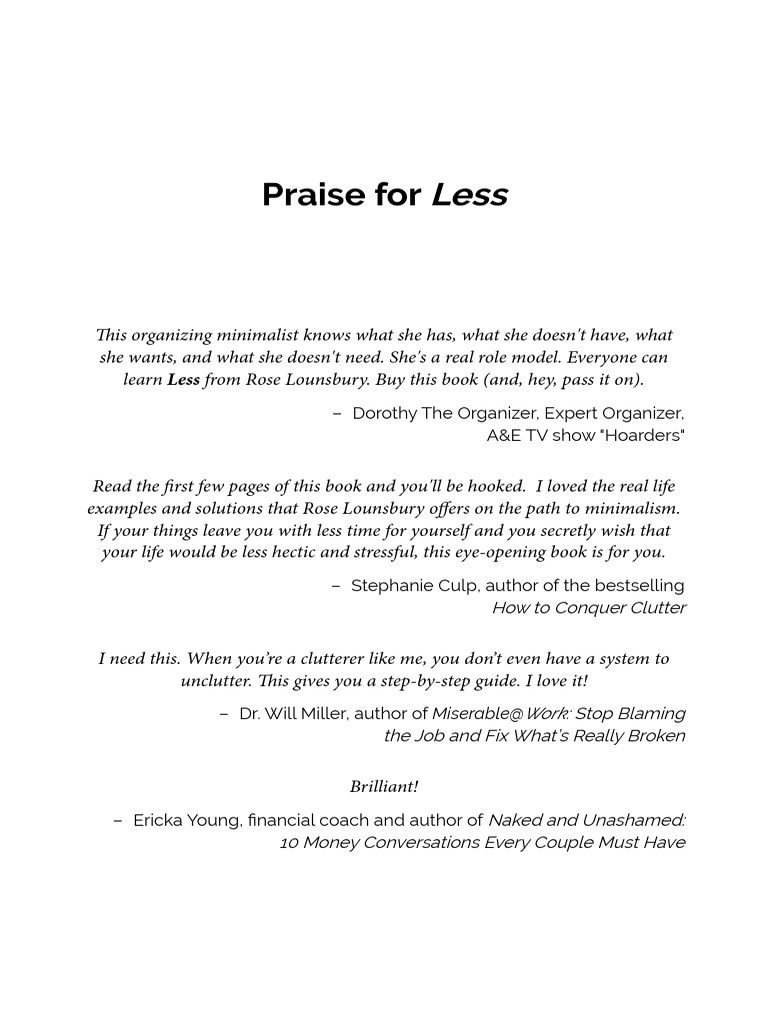 Less by Rose Lounsbury | PDF | Minimalism | Recycling