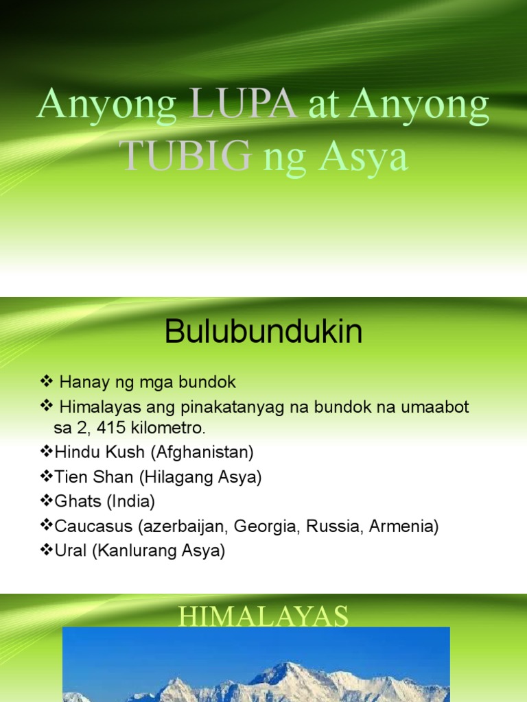 Anyong Lupa Sa Asya Anyong Lupa Sa Timog Silangang Asya | PDF