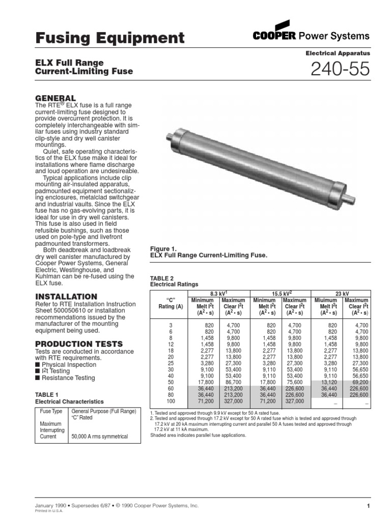 Fusing Equipment: ELX Full Range Current-Limiting Fuse | PDF | Fuse ...