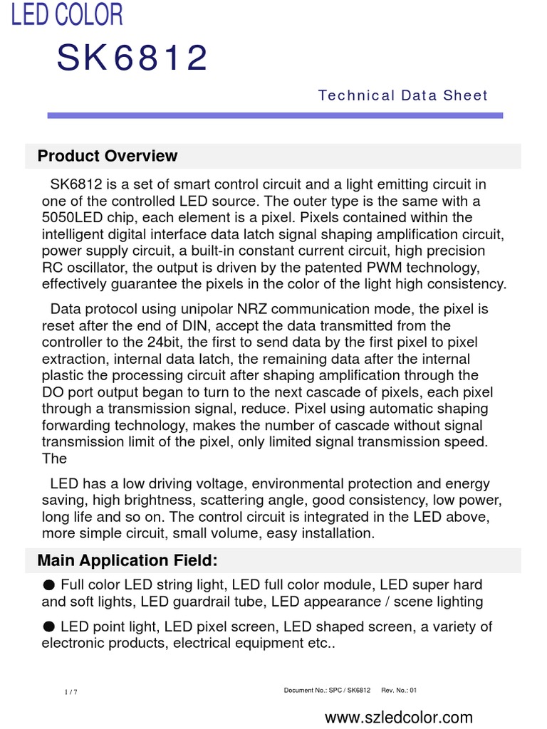 SK6812 LED Datasheet | PDF | Electronic Circuits | Power Supply