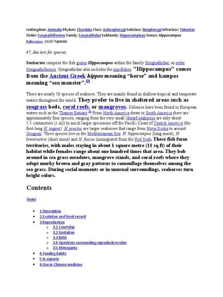 An In-Depth Look at Seahorse Biology, Evolution, Reproduction, and ...