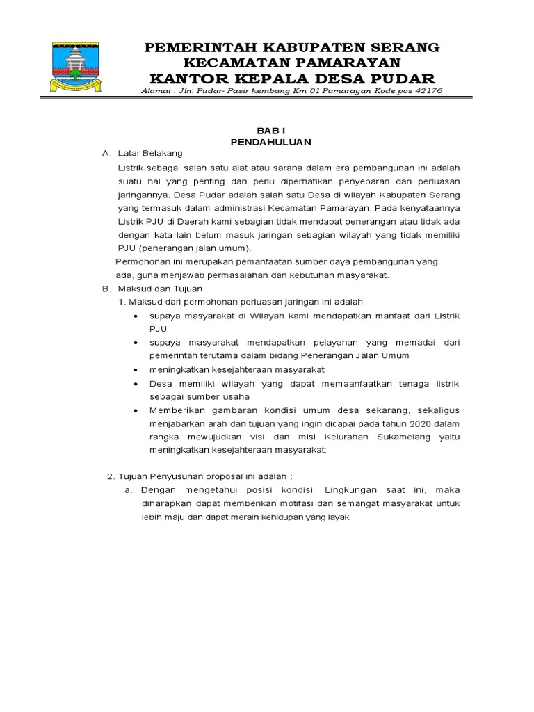 Dokumen - Tips - Proposal Pengajuan Pju | PDF