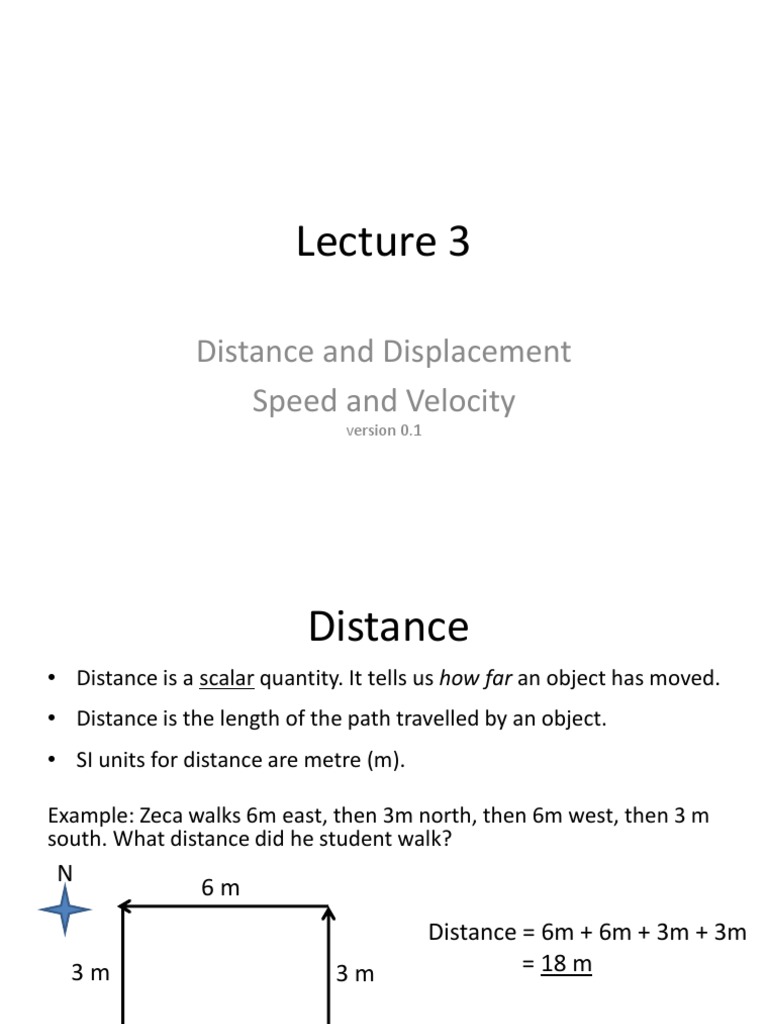 Distance and Displacement Speed and Velocity | PDF | Speed | Velocity