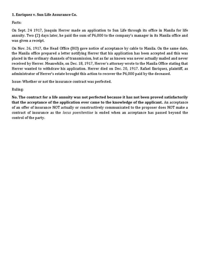 Enriquez v. Sun Life Assurance Co. | PDF