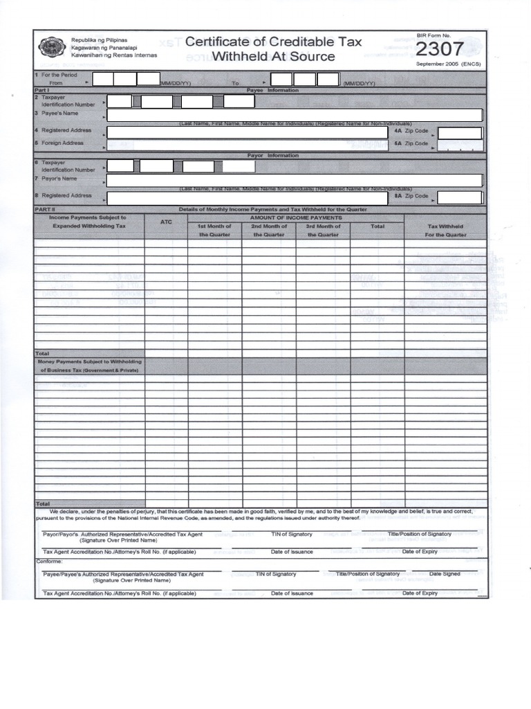 2307 - Blank Form | PDF