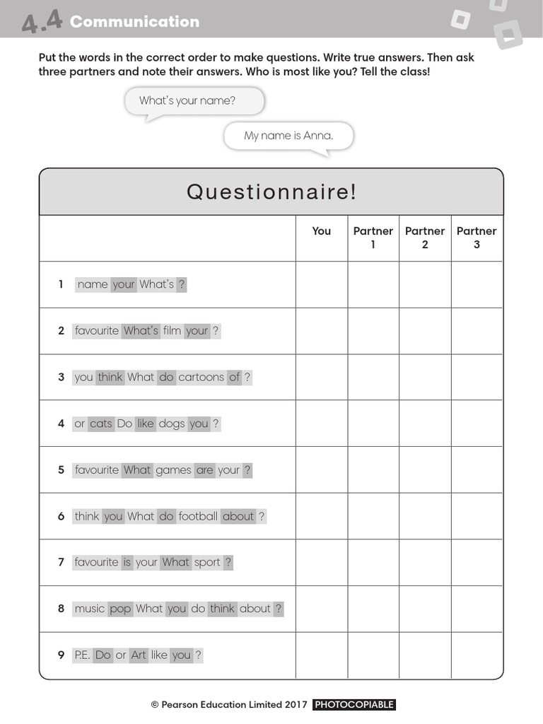 gg2 Unit4 Communication Worksheet | PDF